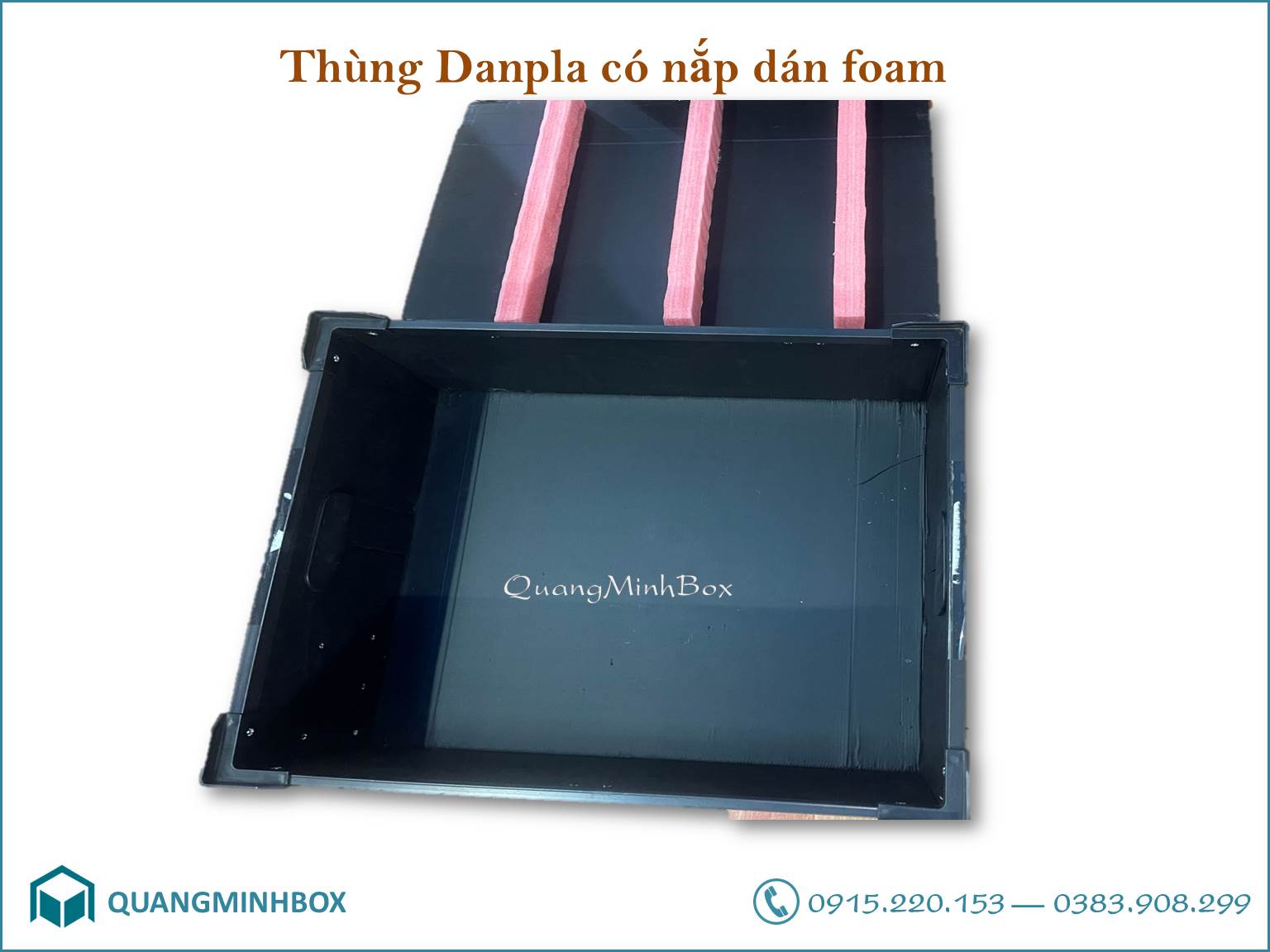 Thùng Danpla có nắp, dán foam hồng
